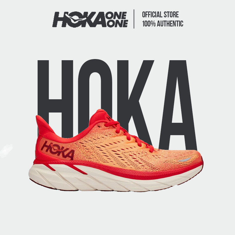 【100% Original】 HOKA ONE CLIFTON 8 1119393-FBOR Blazing Orange Sneakers ...