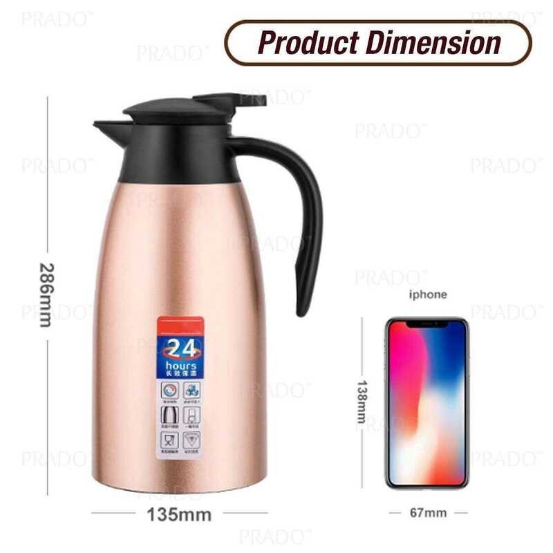 Stainless Steel 2L Insulated Vacuum Pot Thermos Flask Bottle with Inner ...