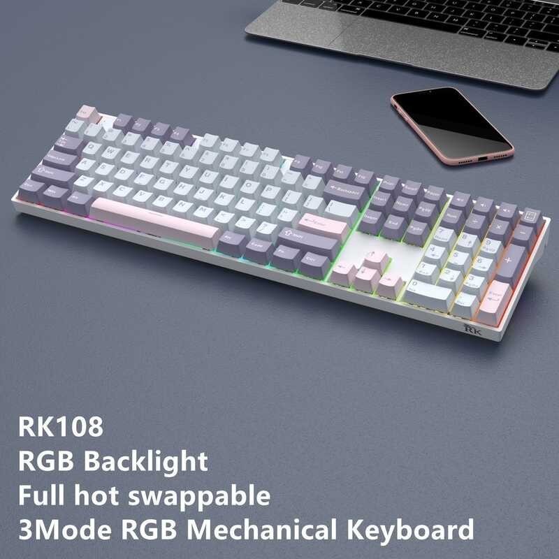 [HOT SDGFLHK 118] Royal Kludge RK108 Mechanical Layout RGB Bluetooth 3 ...
