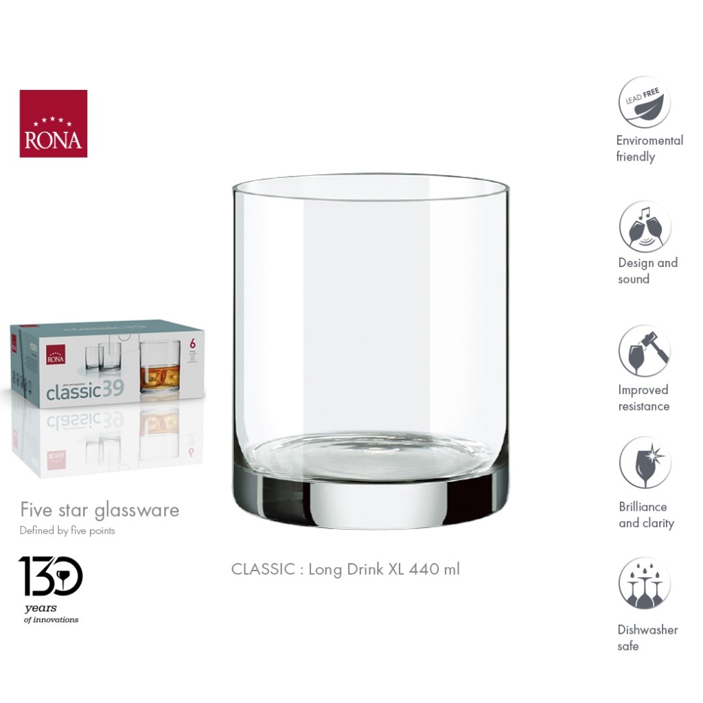 ♞แก้ววิสกี้ Rona Classic Whisky XL 390 ml (กล่อง 6 ใบ) 2025 | Shopee Thailand