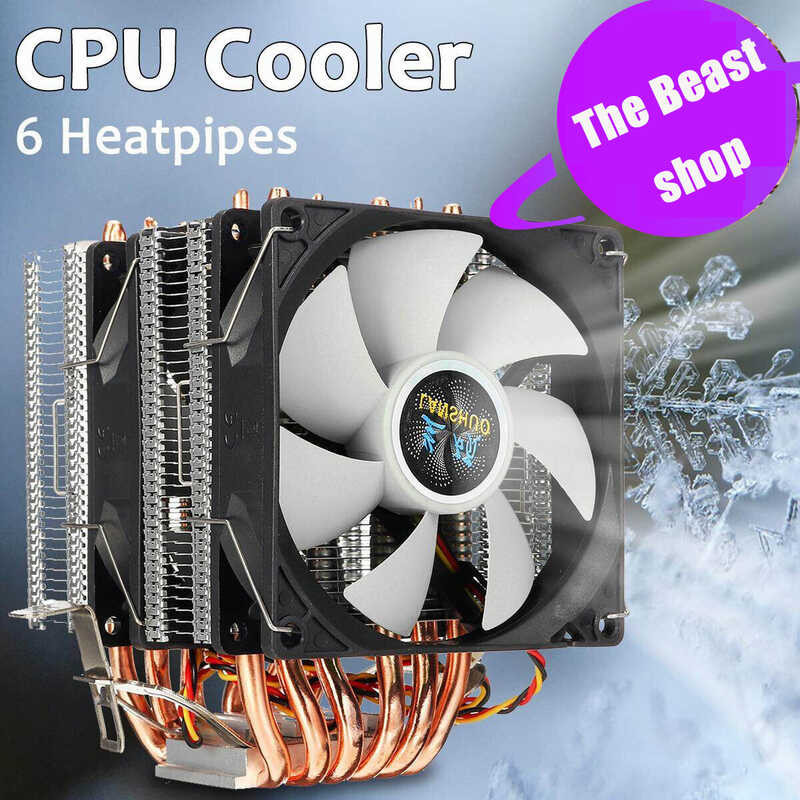CPU Cooler 90mm 6 Heatpipe Dual-Tower Cooling Fan Heatsink For LGA 775 ...