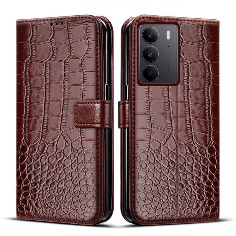 สําหรับ OPPO Realme C75 4G กรณีกระเป๋าสตางค์ขาตั้งแม่เหล็กหนังสําหรับ ...