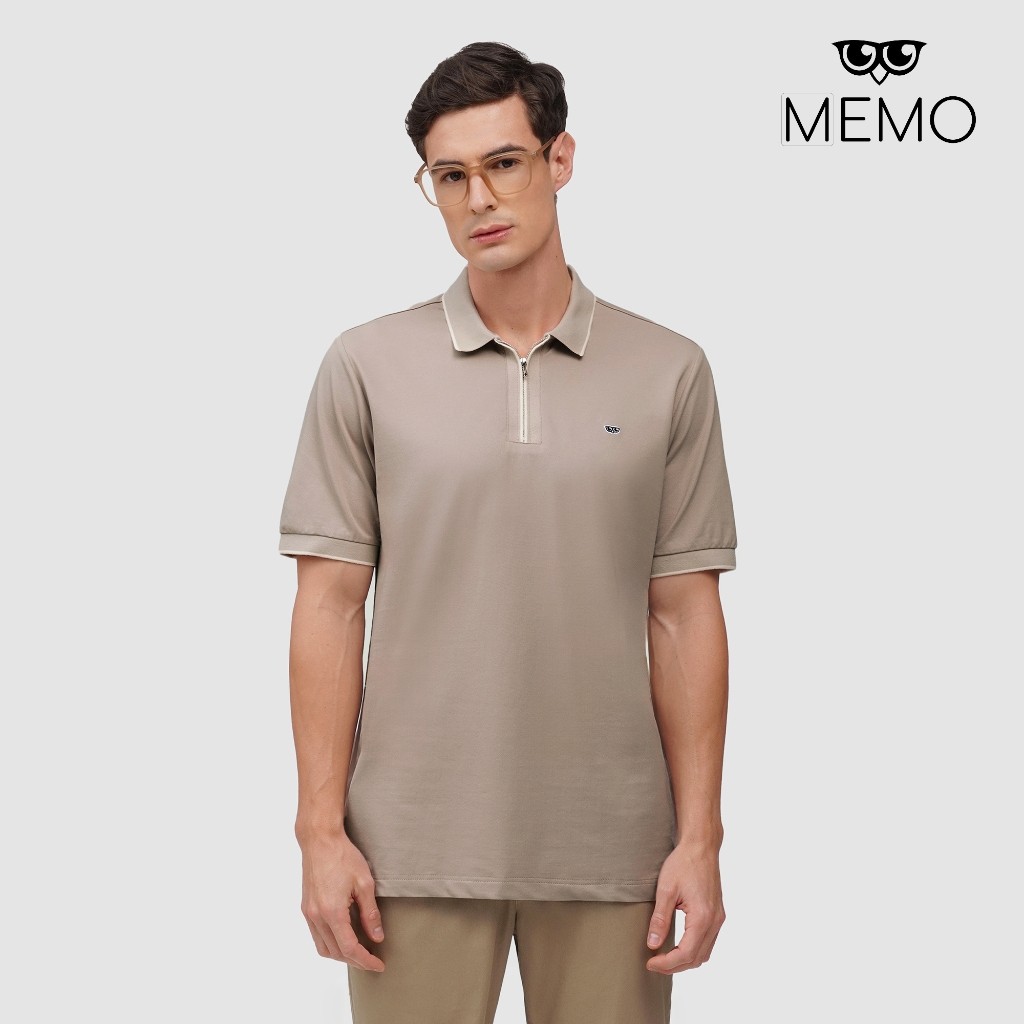 ในสต็อก Memo Zip-Up เสื้อโปโล Tipping For Men (ซีเมนต์) | Shopee Thailand