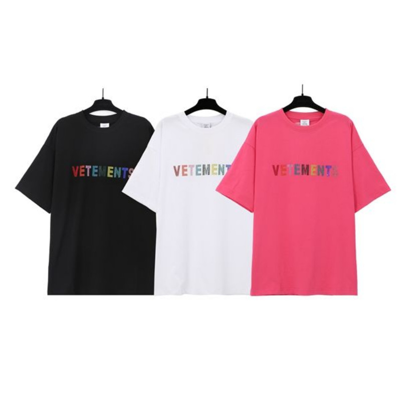 Vetements รุ ่ นที ่ ถูกต ้ องของ VTM/Vite Meng 2024 สไตล ์ ใหม ่ สีสันเพชรร ้ อน Rhinestone โล ...
