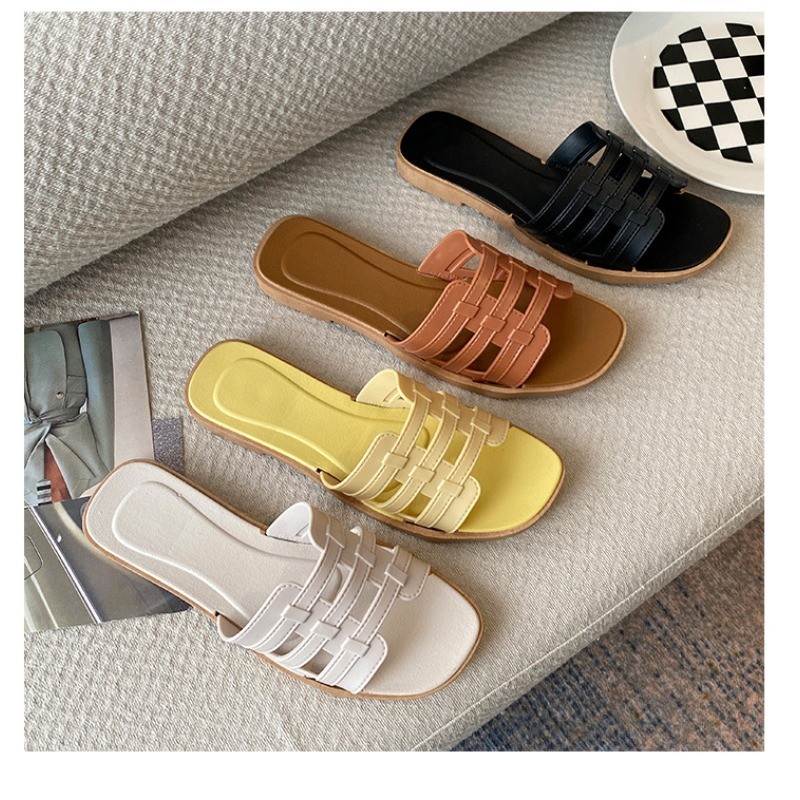 ตาข ่ ายชายหาดแบนด ้ านล ่ างแบนรองเท ้ าแตะผู ้ หญิง | Shopee Thailand