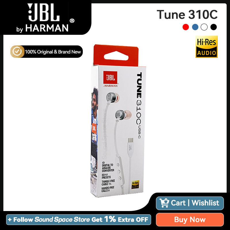 JBL TUNE 310c T310C USB-C Wired Hi-Res In-Ear Headphones Type-C ...