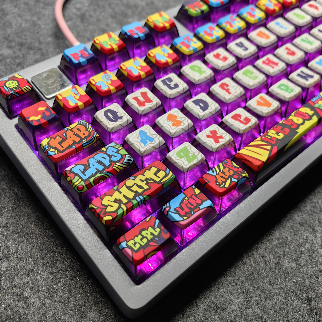 Graffiti Keycap Pbt ระเหิดโปร ่ งแสง Keycap Asa ความสูงผิวคู ่ นม ...