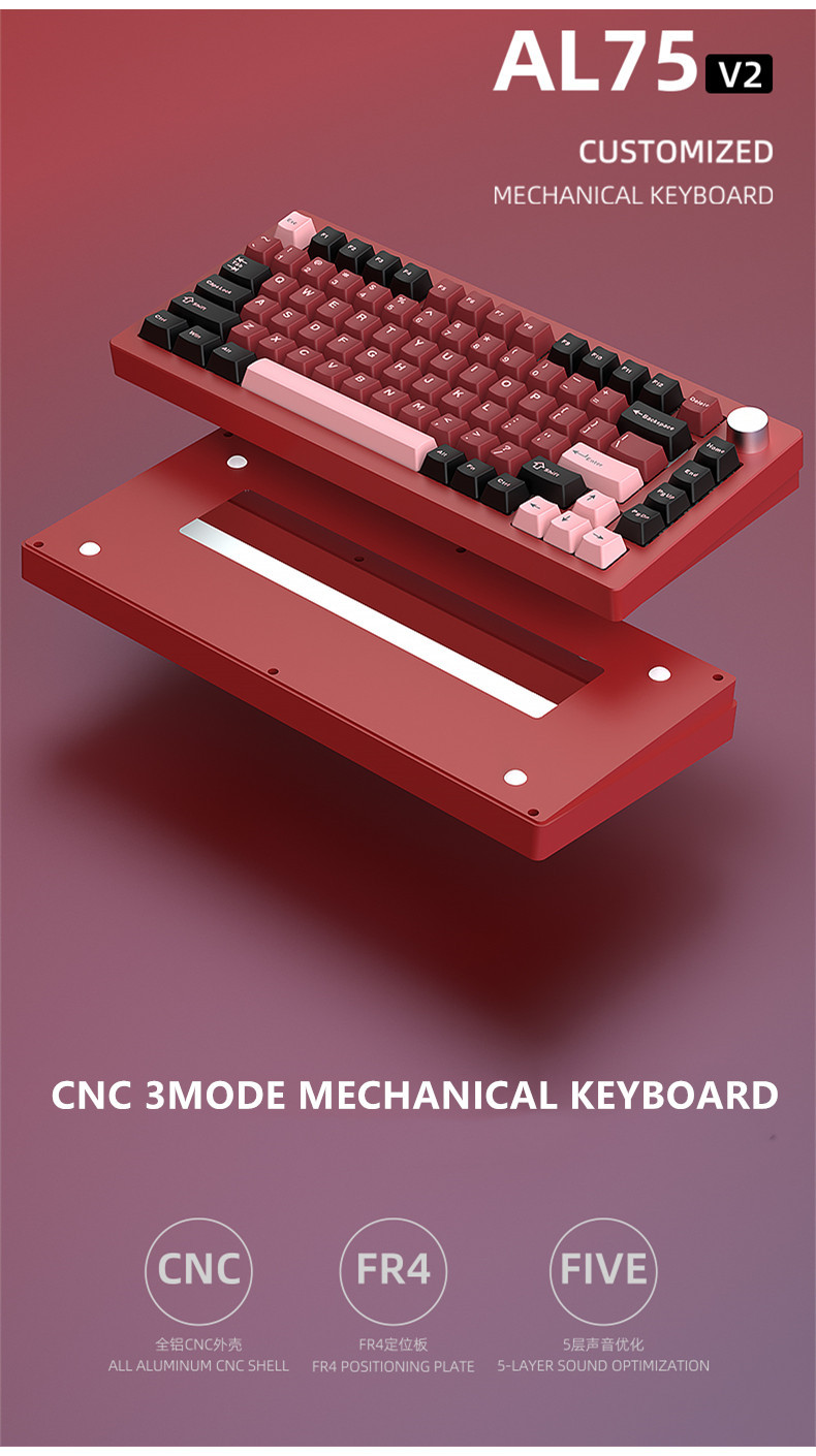 Al75v2 Mechanical Keyboard Kit ชุดคีย์บอร์ดแบบกลไก CNC อลูมิเนียม 3 ...