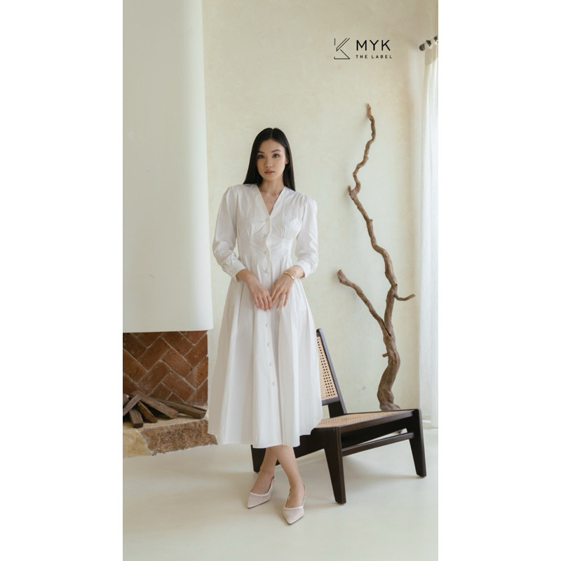 ในสต็อก Myk Thelabel ผู้หญิง Costa Midi ชุด Minimalist Basic ตรุษจีน Christmas Party KStyle แขน ...