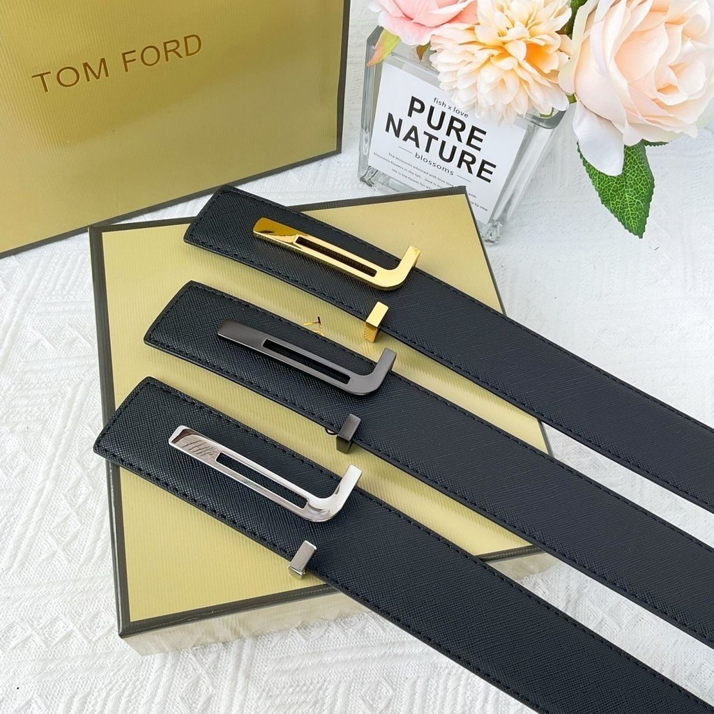 Tom Ford TF Tom Ford เข็มขัดหนังแท้ สองด้าน อเนกประสงค์ 3.8 ซม. สีดํา ...