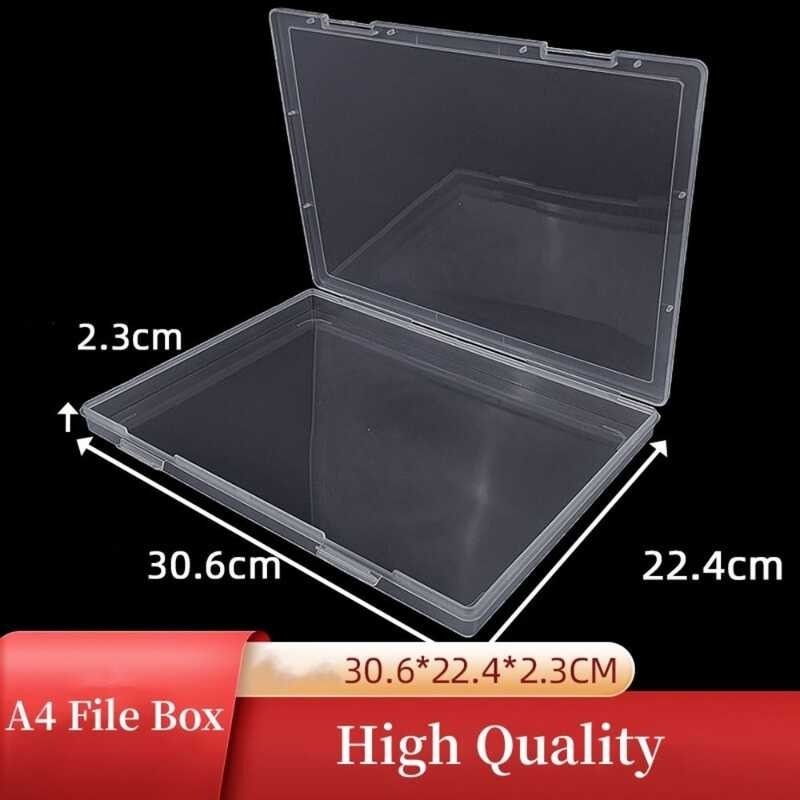 2Pcs OKDEALS A4 File Box Plastic Transparent Document Case Photo ...
