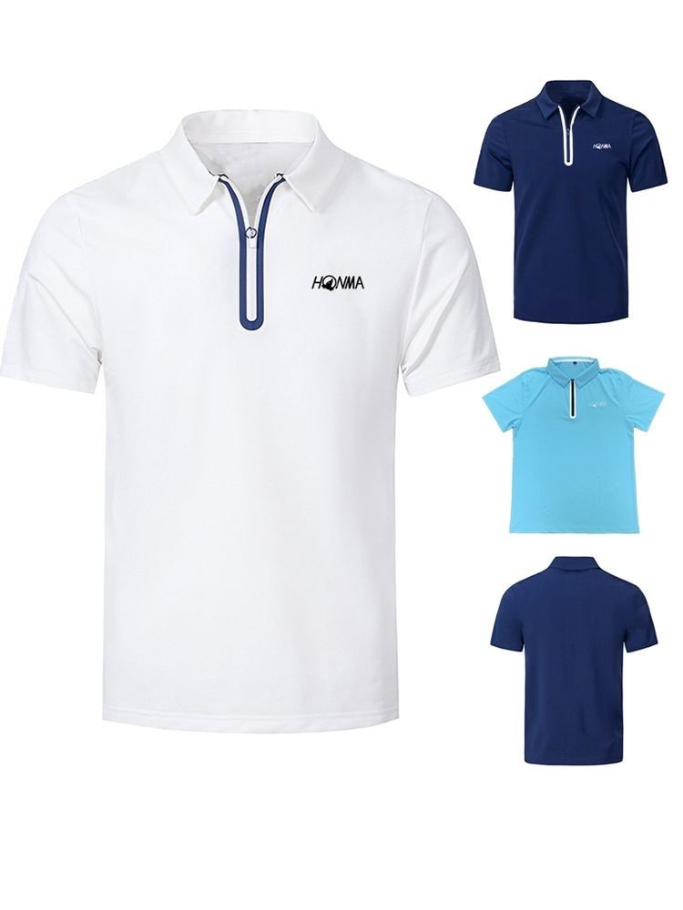 [HONMA] Golf Clothing เสื้อยืดกีฬาแขนสั้นผู้ชายซิปเสื้อโปโลยืดหยุ่น ...
