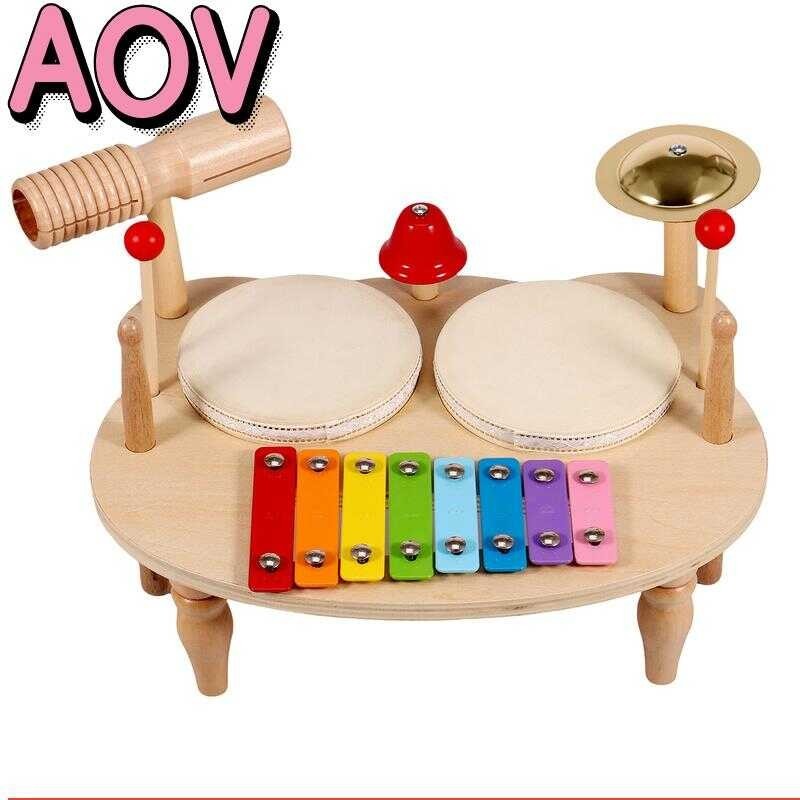 AOV Baby Musical Instruments Toys Wooden Kids Drum Set Wooden ...
