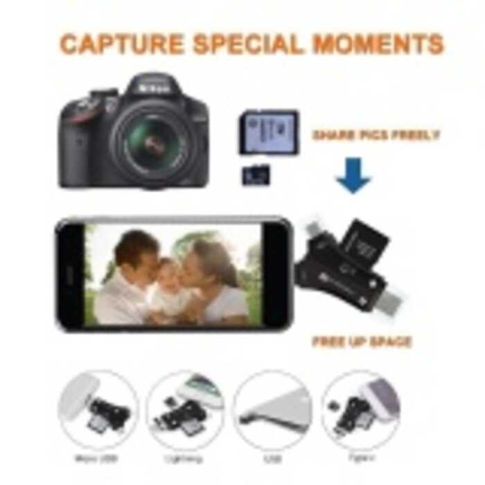 4 In 1 I-Flash Device Adapter, Memory Card Reader With Usb/ Type C ...