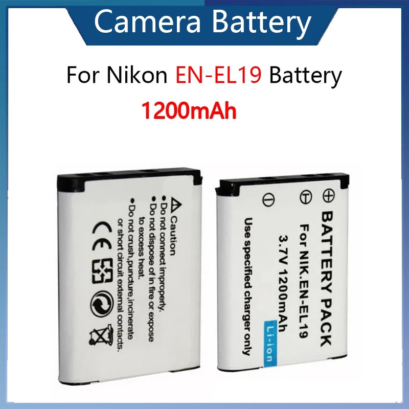 แบตเตอรี่ Li-Ion ชาร์จไฟได้1200มิลลิแอมป์ ENEL19 EN-EL19สำหรับ Nikon COOLPIX S2500 S2600 S3100 ...