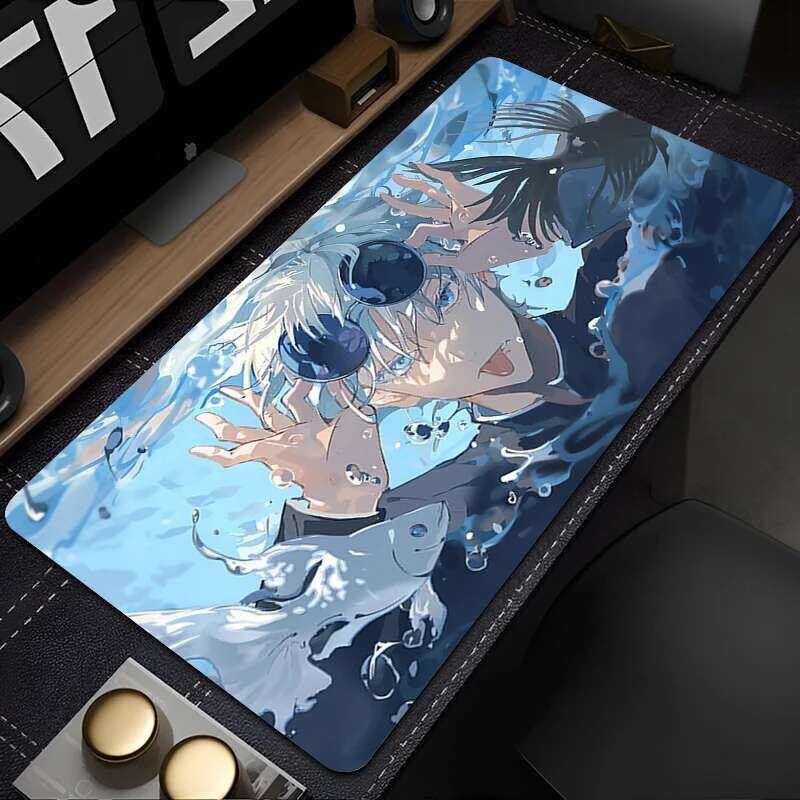 สีดําและสีขาวแผ่นรองเมาส์ญี่ปุ่นอะนิเมะ Gojo คีย์บอร์ดพรม PC J-jujutsu ...