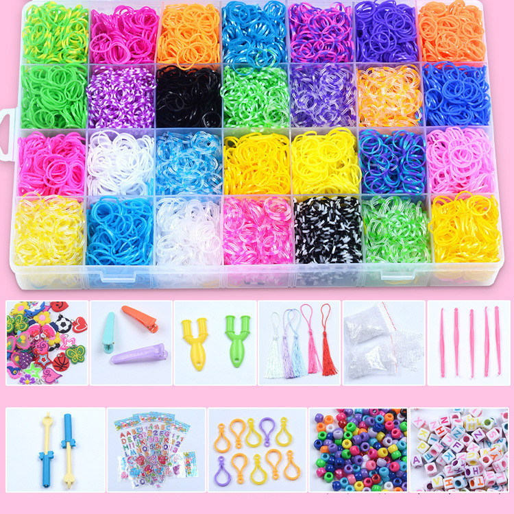 10000 Loom Bands Kit ยางรัดสําหรับสร้อยข้อมือทําชุด DIY Art และ Craft ...