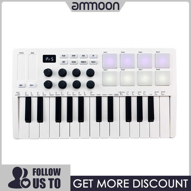 25-Key Control [ammoon]M-VAVE Mini USB Keyboard MIDI Controller with 25 ...