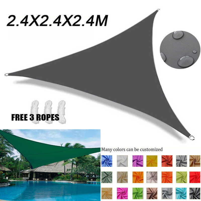 ผ้าใบบังแดดกันน้ำสามเหลี่ยม2.4X2.4X2.4M,ที่บังแดดผ้าอ๊อ | Shopee Thailand