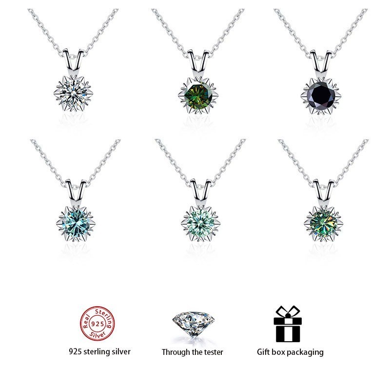 [มาพร้อมกับใบรับรอง Gra] แฟชั่น S925 เงิน 1 กะรัต Moissanite สร้อยคอจี้ | Shopee Thailand