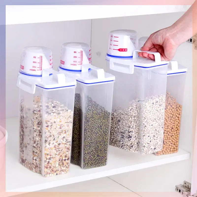 Plastic Cereal Dispenser Storage Box Kitchen Food Grain Rice Container ...