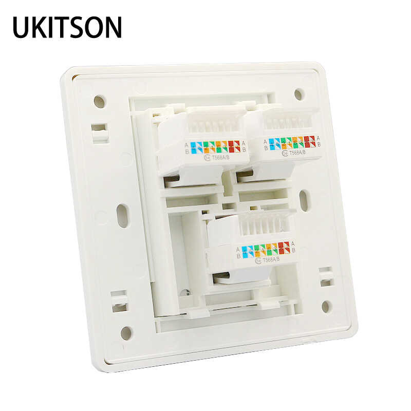 3 Ports Cat6 Cat5e Rj45 LAN Socket Faceplate Ethernet Connector ...
