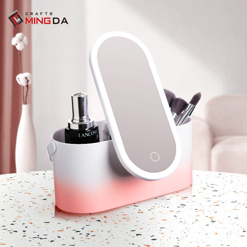 Mingda แบบพกพาแบบพกพา Dressing Box Mirror กระจกแต่งหน้า LED แบบพกพา LED ...