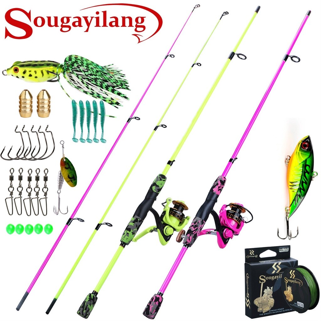 ในสต็อก Sougayilang Fishing Rod Reel Combos Spinning Fishing Rod & Reel ...