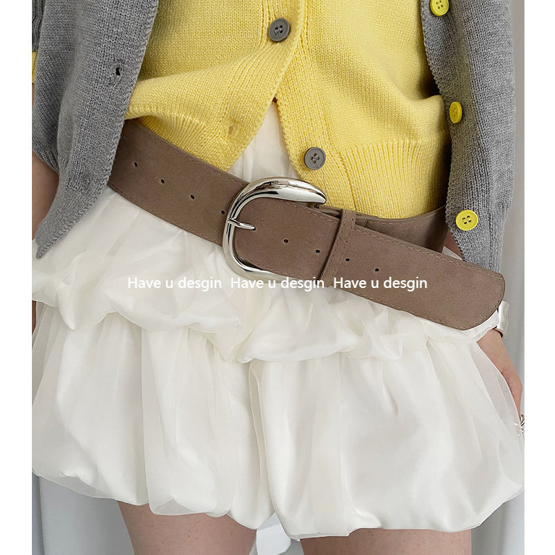 มี u desgin เวอร์ชั่นเกาหลี Retro Suede เข็มขัดกว้างหญิงสไตล์ตะวันตก ...