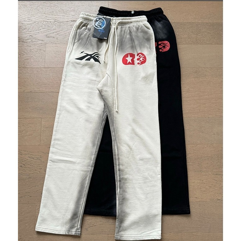 ♞Drew ถ่ายรูปชีวิตจริงของ Hellstar ล้างและสวมใส่เทอร์รี่ 755 # High Street Retro Guard Pants LZ ...