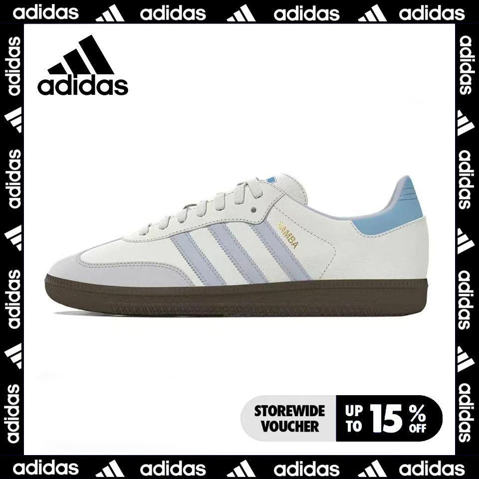 【100% Authentic】adidas originals Samba white blue Men and women shoes ...