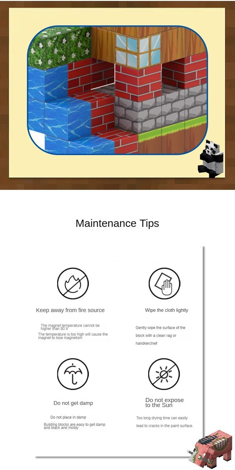 1pcs Minecraft My World Magnetic CubeDoor และเตียงบล็อกตัวต่อ DIY ...