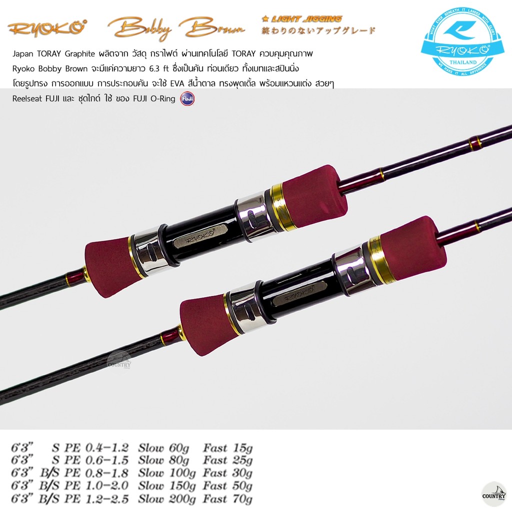 RYOKO Bobby Brown Light Jigging Rod คันเรียวโกะ บอบบี้บราวน์ คันไลท์ ...