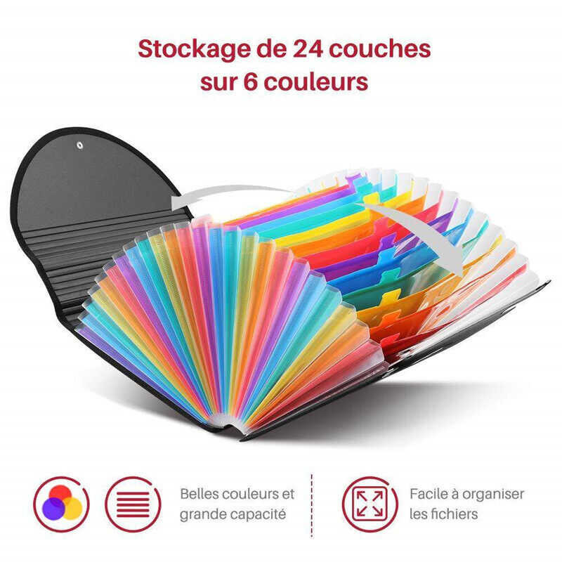 File Expanding Folder Letter A4 Paper 24 Pockets Portable Accordion ...