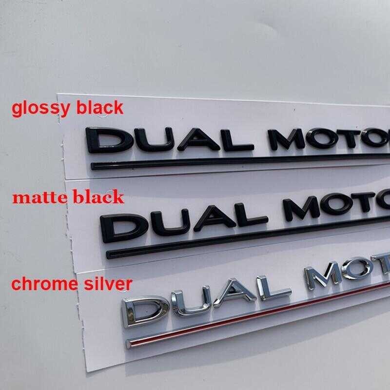 DUAL MOTOR Underlined Letters Emblem For Tesla Model 3 X S Car Styling ...