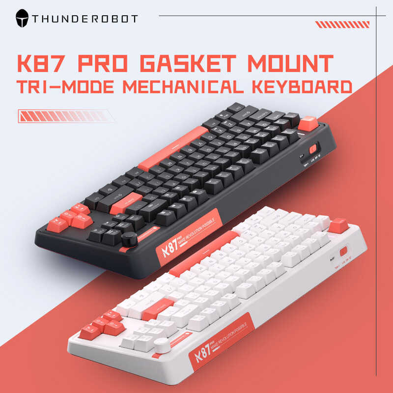 Proคีย์บอร์ดแบบกลไกTri-Modeแบบมีสาย/2.4G/บลูทูธคีย Thunderobot K87 | Shopee Thailand