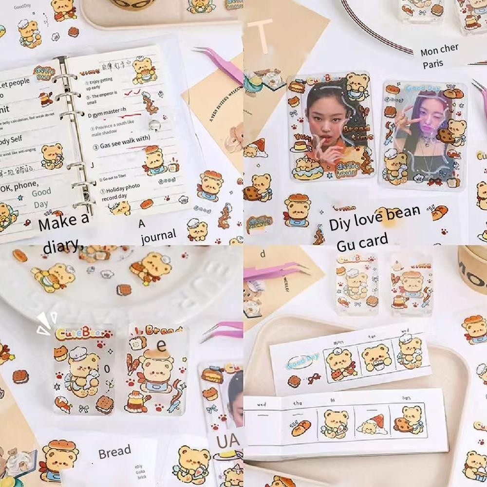 (จัดส่งในพื้นที่) Bulye การ์ตูนน่ารักสีเหลืองครีมหมีสติกเกอร์บัญชีมือ ...