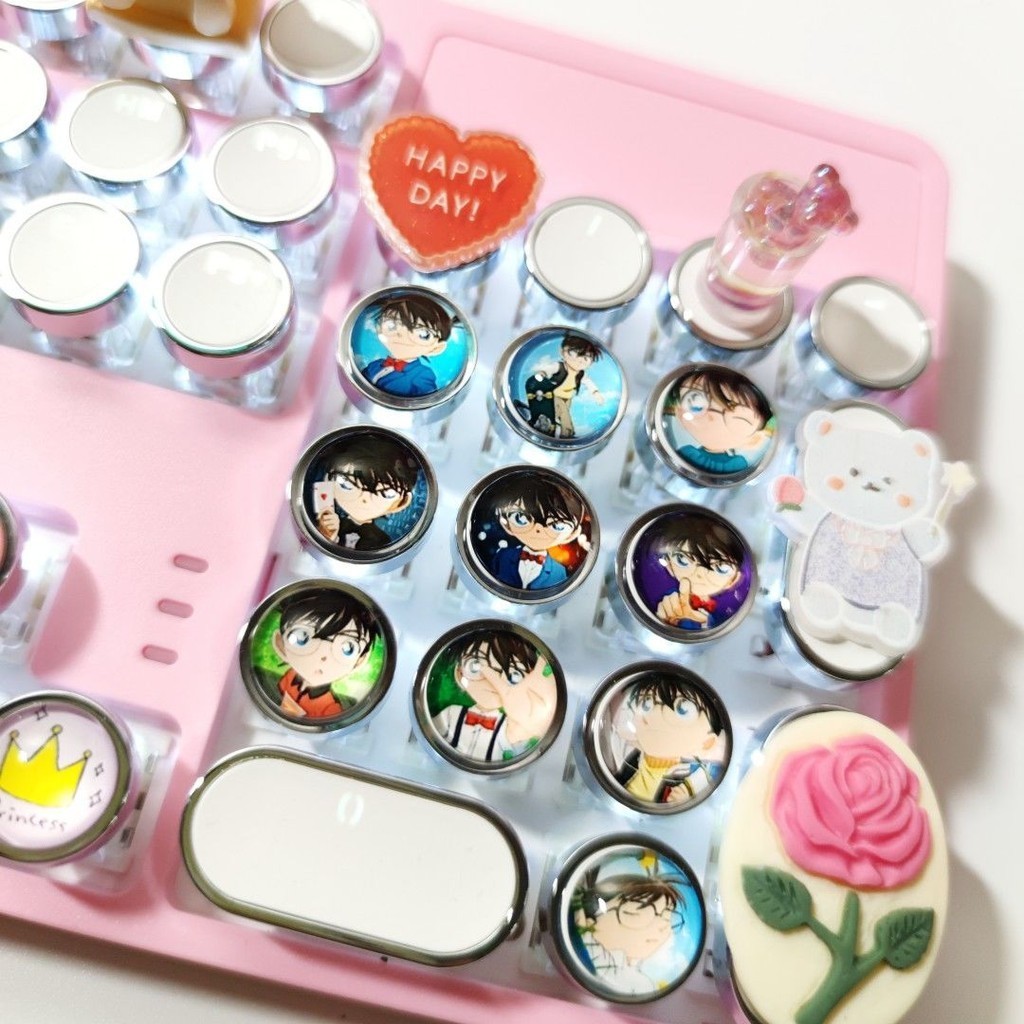 Handmade นักสืบ Conan ธีมรอบ punk คีย์บอร์ด electroplated keycap น่ารัก ...