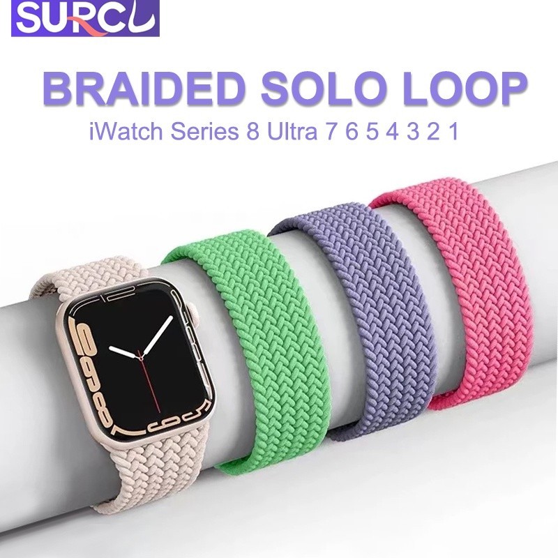 Braided Solo Loop ผ้าสําหรับ Apple Watch Ultra Series 8 7 49 มม.45 มม. ...