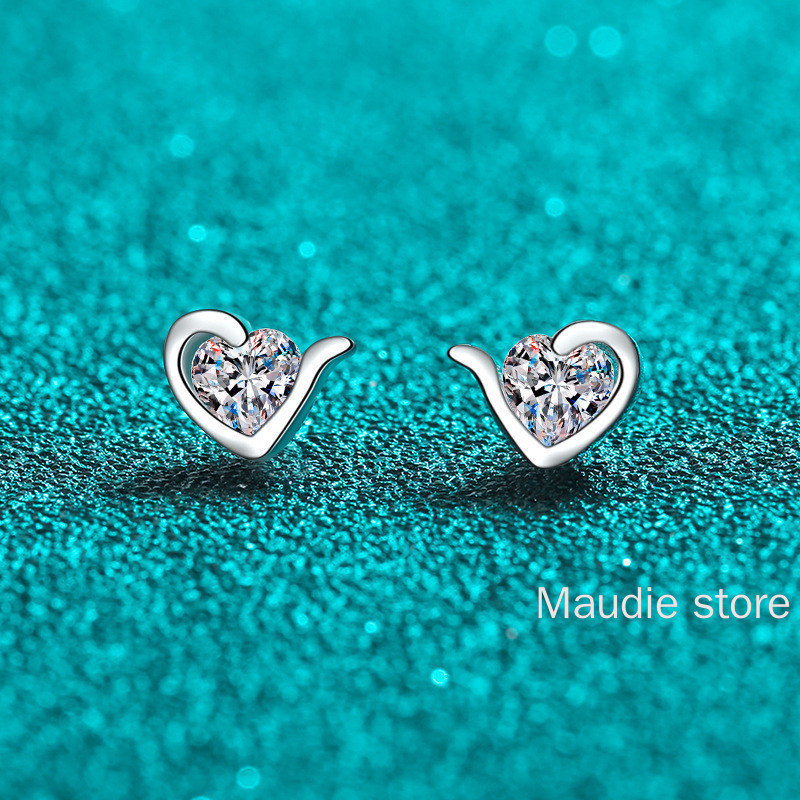 หัวใจจริง Moissanite เพชรสตั ๊ ดต ่ างหูหญิงเกาหลี Chic S925 เงินสเตอร ์ ลิงต ่ างหู Moissanite ...