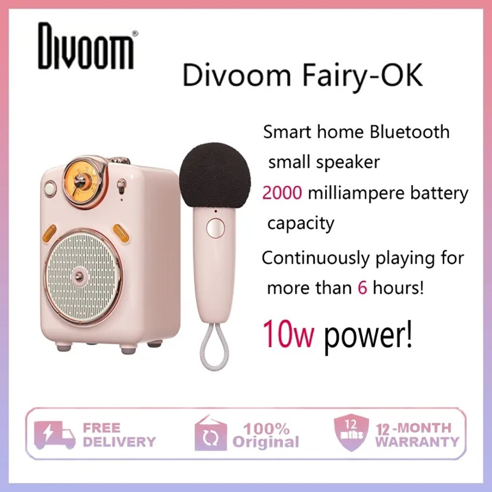 Divoom Fairy-OK ลําโพงบลูทูธ แบบพกพา พร้อมไมโครโฟน คาราโอเกะ เปลี่ยน ...