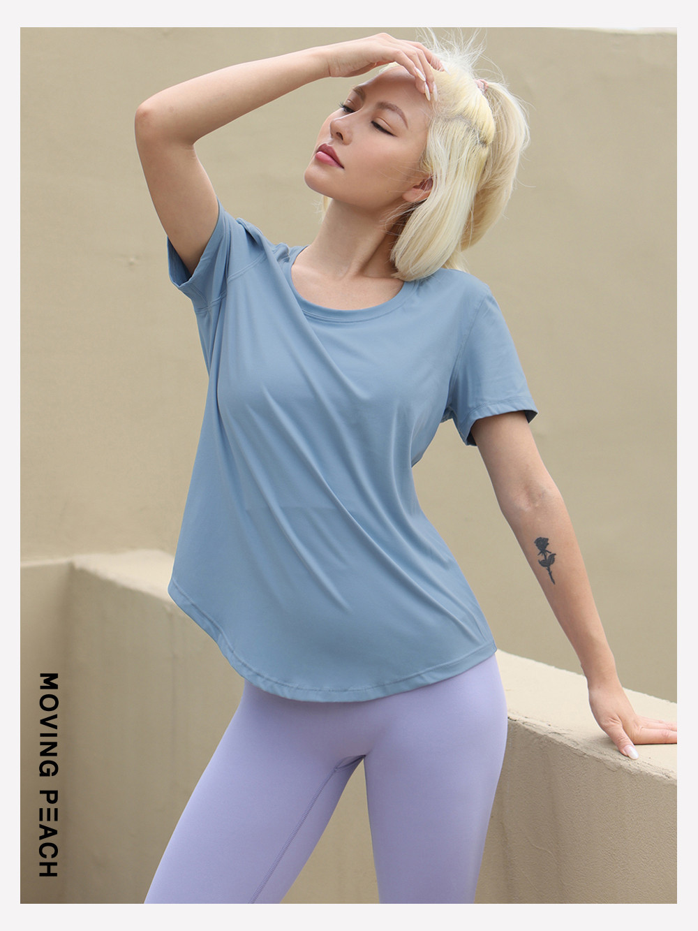 Moving PEACH เสื้อยืดแขนสั้น ระบายอากาศ แบบนิ่ม เหมาะกับการวิ่ง เล่น ...