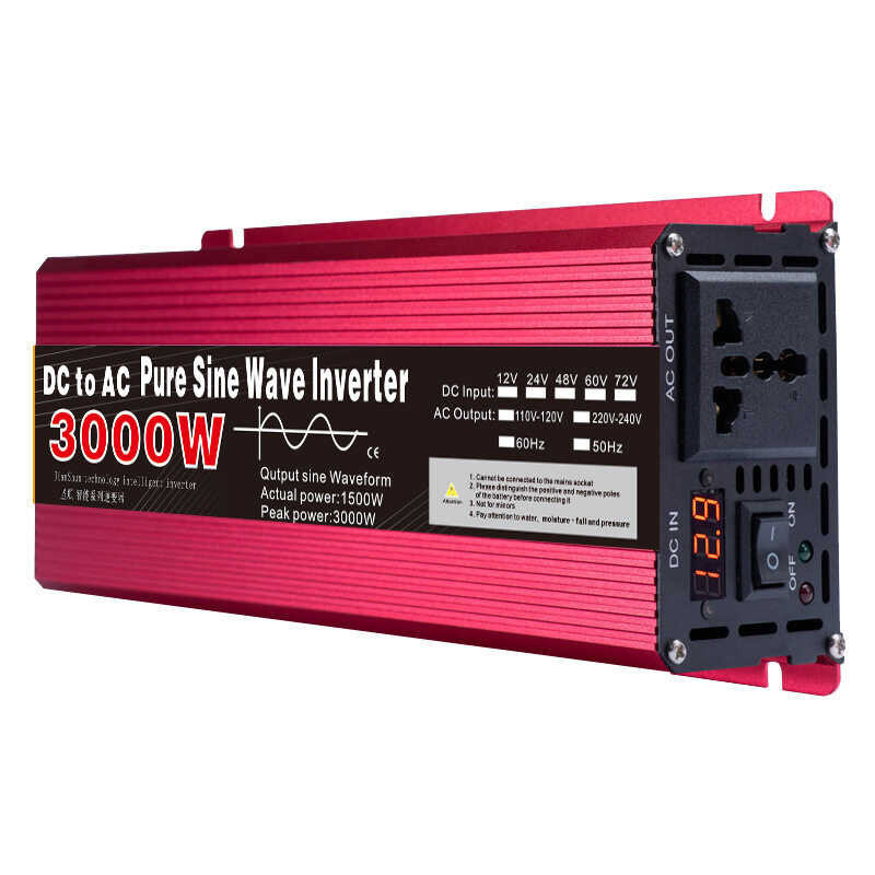 Pure 1600W 2200W 3000W 12V 24V 36V 48V To 220V Car Solar Inverter ...