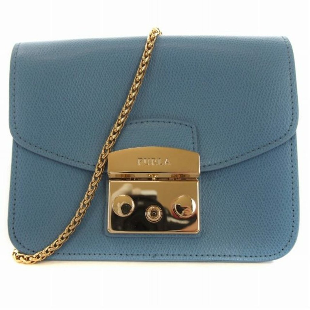 Furla FURLA Metropolis Shoulder Bag Chain Leather Blue Direct from ...