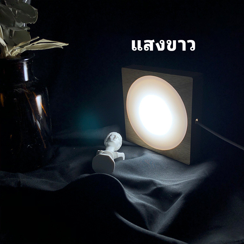 Yonii LED 6/8 / 10CM ฐานไม้เนื้อแข็ง, ไฟกลางคืนคริสตัลไม้เนื้อแข็ง, หัว ...