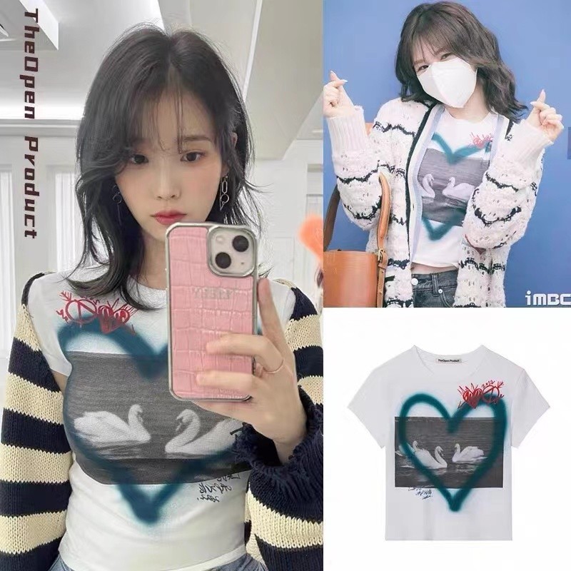 IU Red Velvet Wendy เสื้อยืดคอกลม แขนสั้น ผ้ากํามะหยี่ พิมพ์ลายการ์ตูน ...