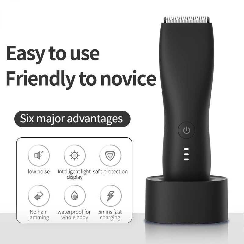Men Pubic Trimmer Electric Groin & Shaver for Balls Body Hair Clipper ...