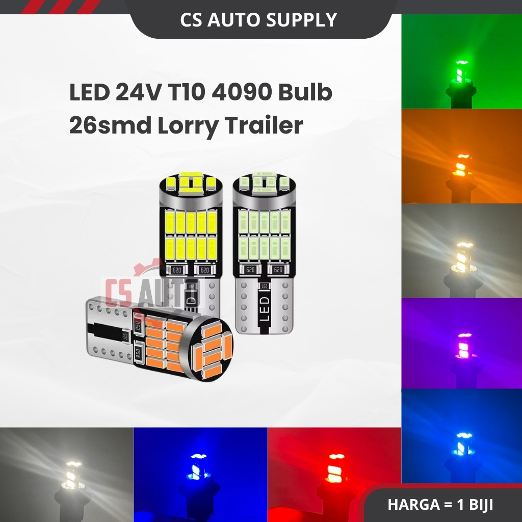 Led 24V T10 4090 26smd หลอดไฟ Bright ภายในความสะดวกสบายที่จอดรถ Mentol โคมไฟ Kecil Lori Treler ...