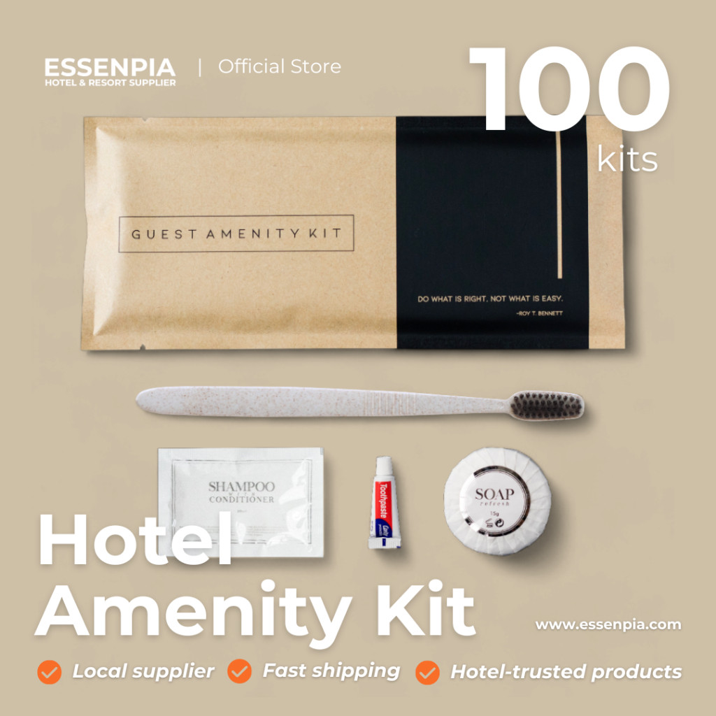 ในสต็อก 100 แพ็ค ECO BIO Guest Amenity Kit AIRBNB Guest House Motel ...