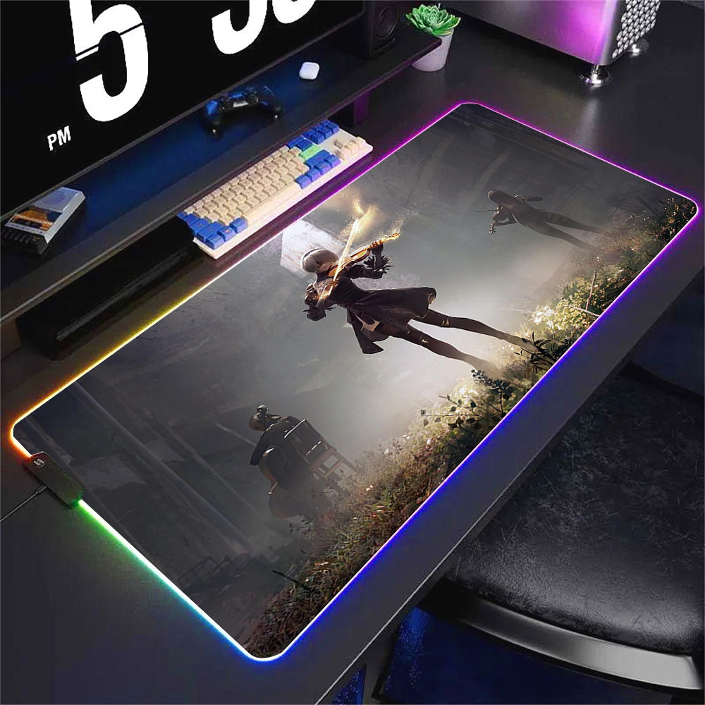 2b NieR Automata LED Gaming Mouse Pad ขนาดใหญ่โต๊ะ PC Gamer Mousepad ใน ...